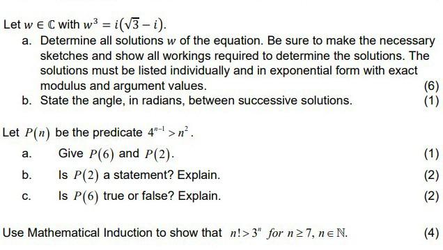 Solved Let w e C with w3 = i(V3 - i). a. Determine all | Chegg.com