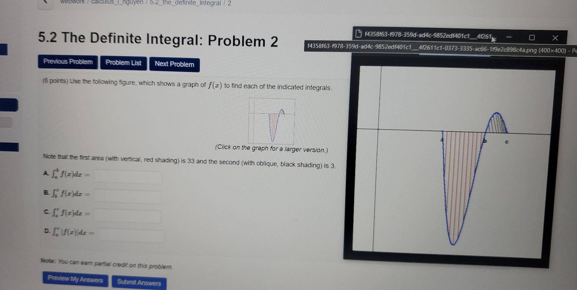 WebWork calculus l_nguyen 5.2_the_definite_integral / | Chegg.com