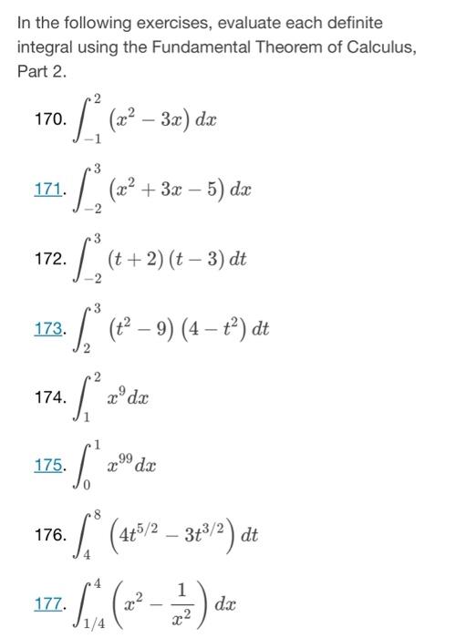 Solved In the following exercises, evaluate each definite | Chegg.com