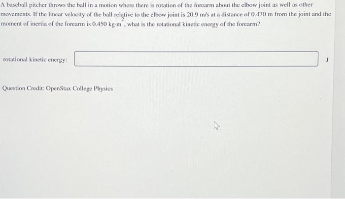 Solved A baseball pitcher throws the ball in a motion where | Chegg.com