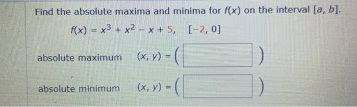 Solved Find the absolute maxima and minima for f(x) on the | Chegg.com