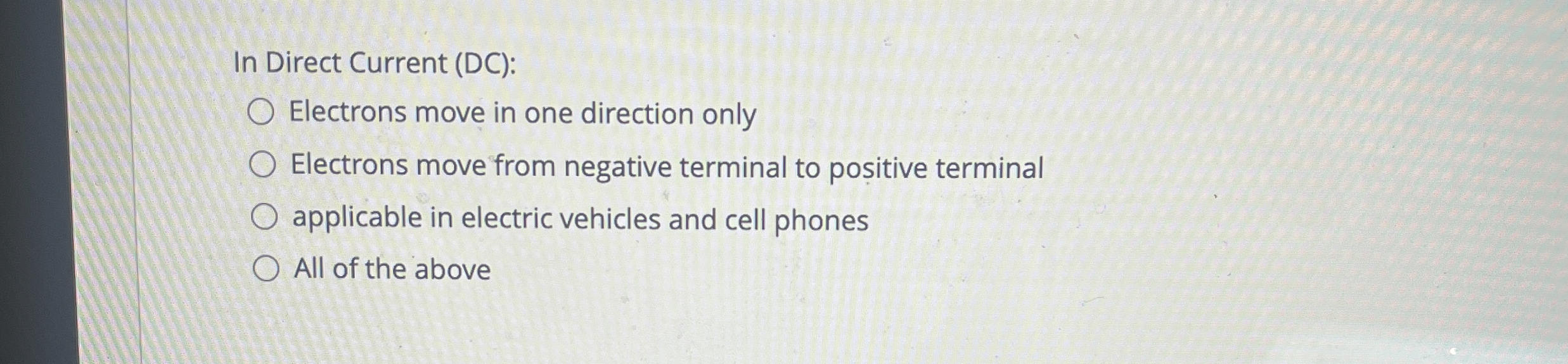 Solved In Direct Current (DC):Electrons move in one | Chegg.com