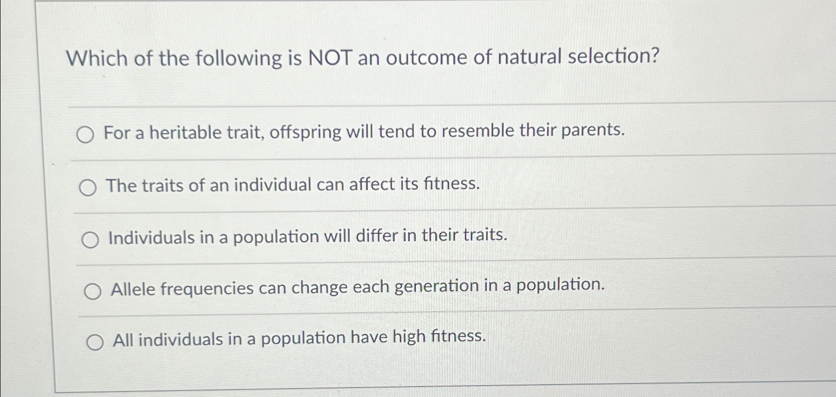Solved Which of the following is NOT an outcome of natural | Chegg.com