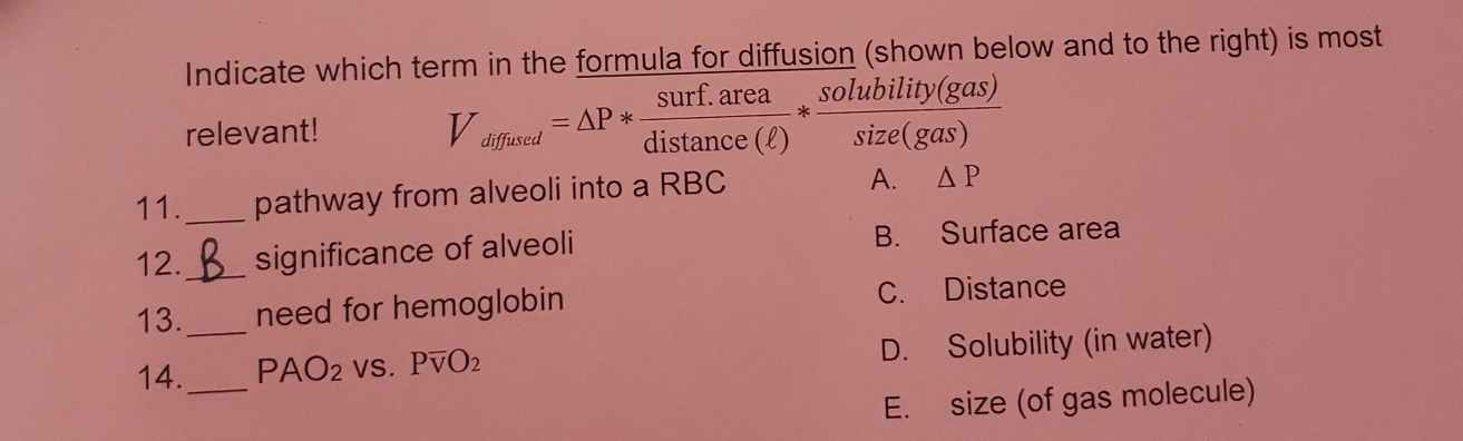 Solved Indicate which term in the formula for diffusion | Chegg.com