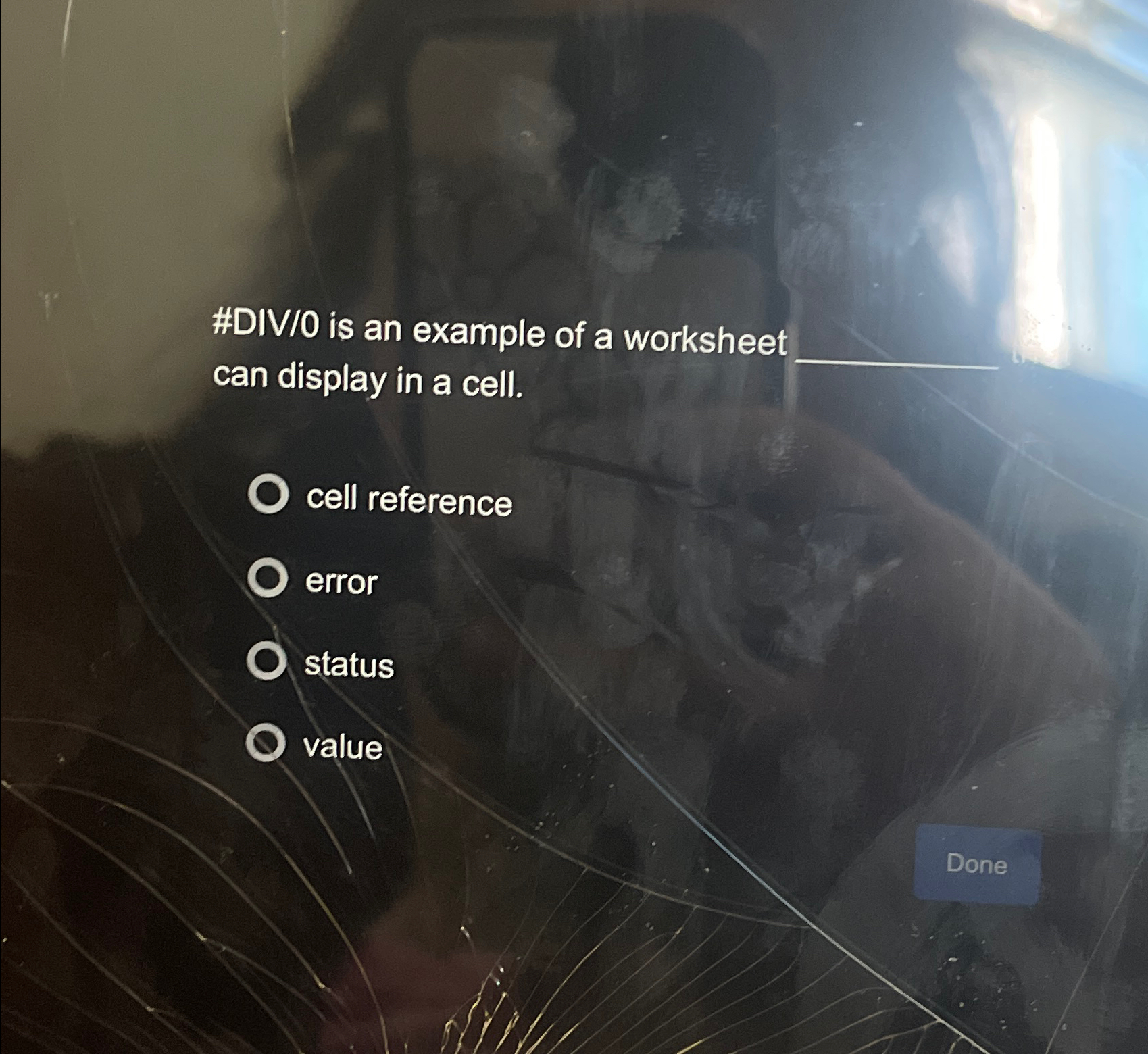 Solved #DIV/0 ﻿is an example of a worksheet can display in a | Chegg.com