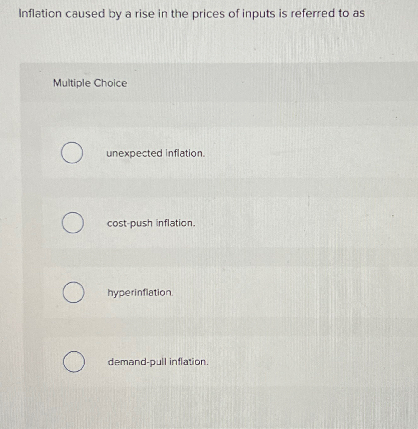 Solved Inflation caused by a rise in the prices of inputs is | Chegg.com