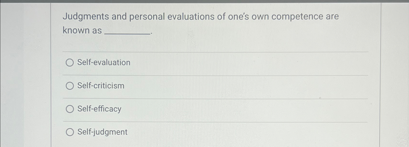 Solved Judgments and personal evaluations of one's own | Chegg.com