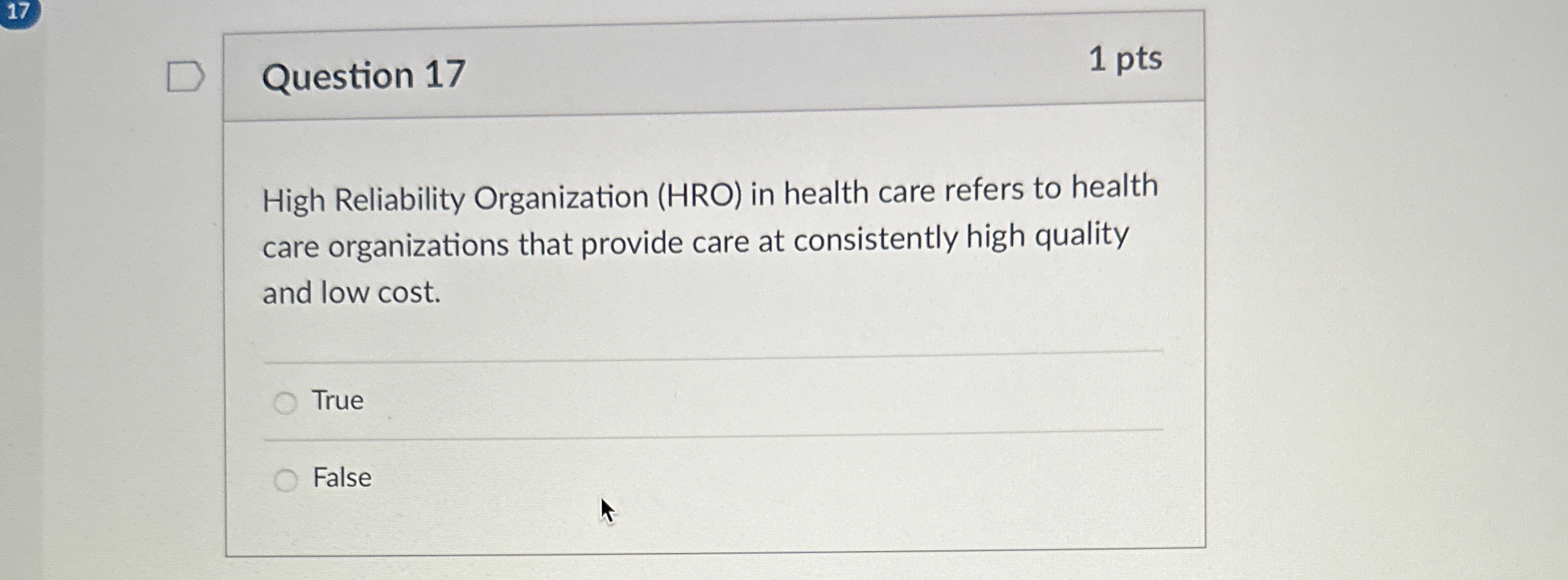 Solved Question 171 ﻿ptsHigh Reliability Organization (HRO) | Chegg.com