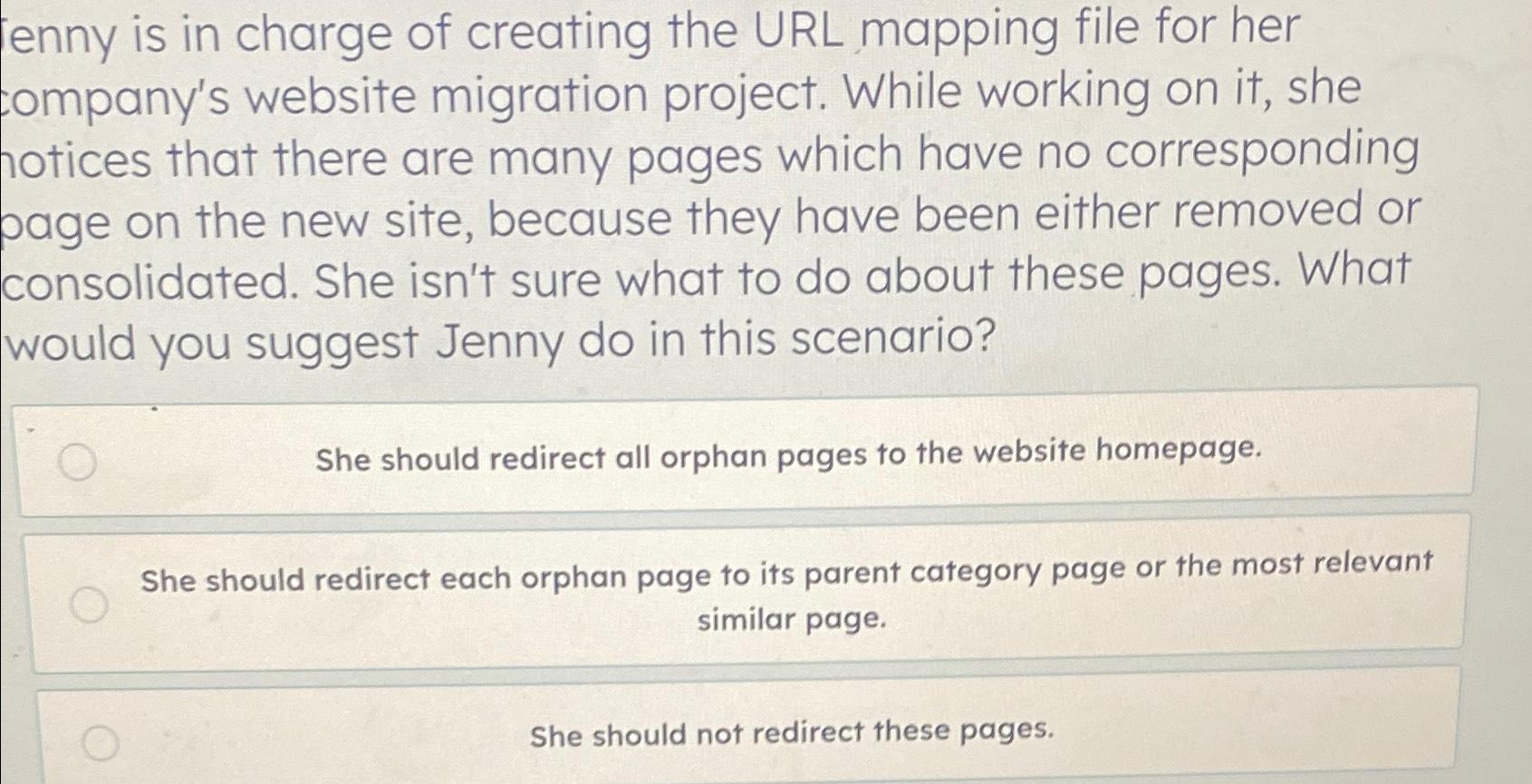 Solved enny is in charge of creating the URL mapping file | Chegg.com