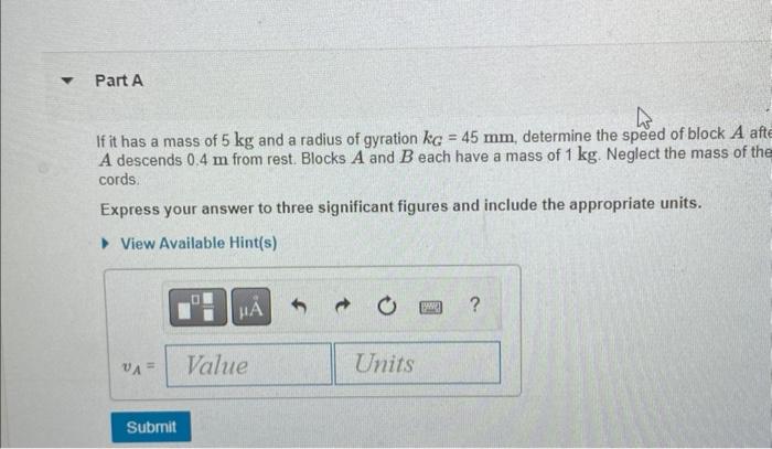 Solved The compound disk pulley consists of a hub and | Chegg.com