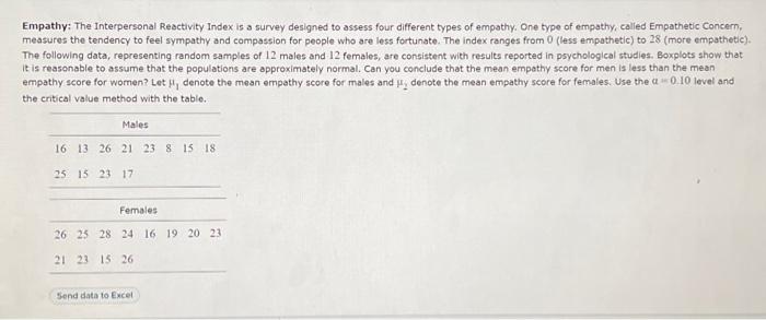 Solved Empathy: The Interpersonal Reactivity Index is a | Chegg.com