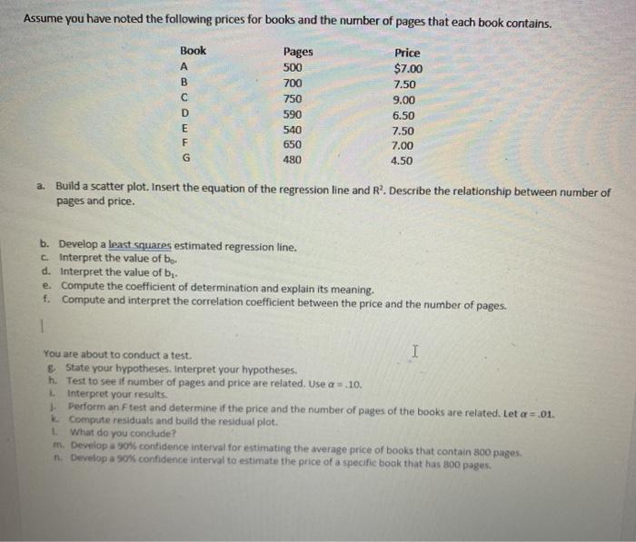 Solved Assume you have noted the following prices for books | Chegg.com