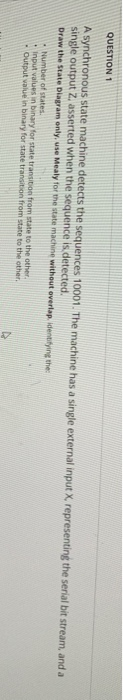 Solved QUESTION 1 A synchronous state machine detects the | Chegg.com