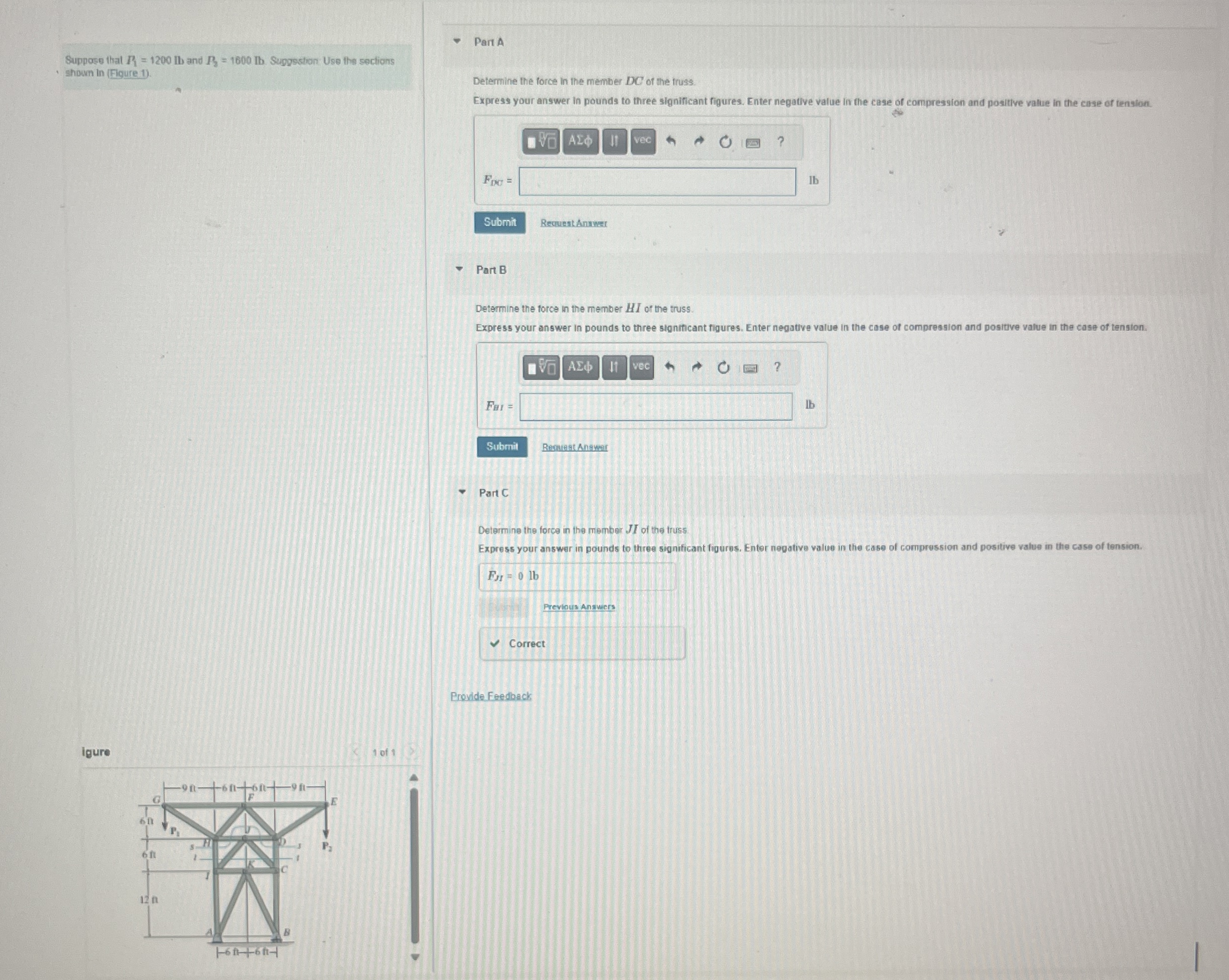 Solved Suppose that P1=1200ib ﻿and P2=1600lb ﻿Supysction Use | Chegg.com