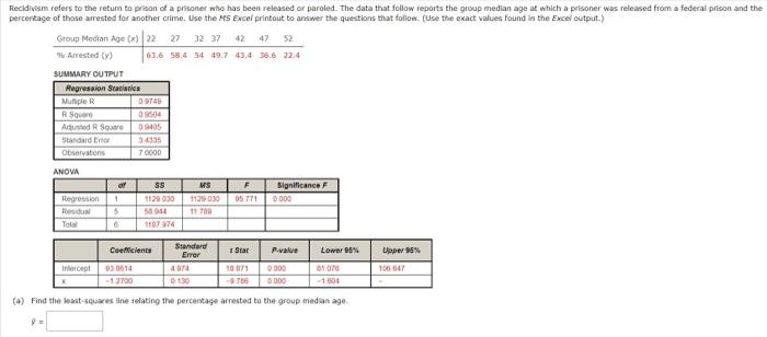 Solved Recidivism refers to the return to prison of a | Chegg.com