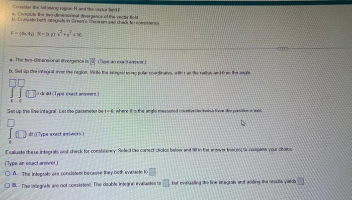 Solved Consider the following region R and the vector field | Chegg.com