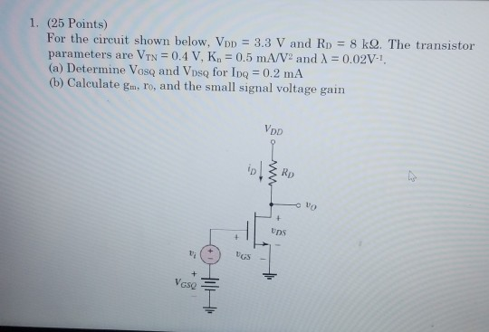 Solved 1. (25 Points) For the circuit shown below. Vpp = 3.3 | Chegg.com