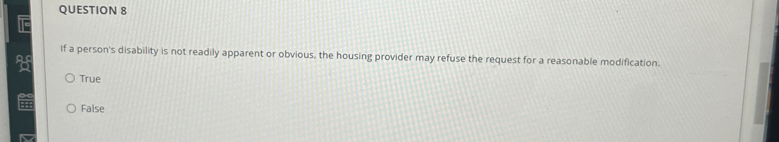 Solved QUESTION 8If a person's disability is not readily | Chegg.com