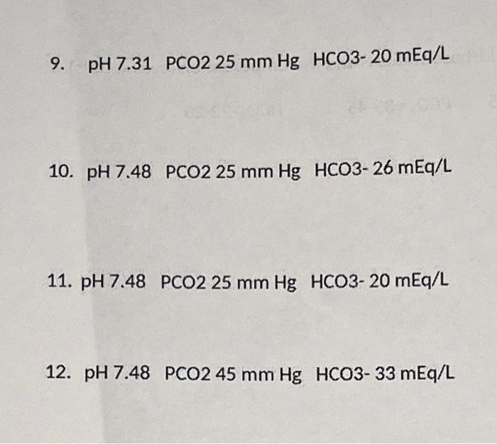 Solved For each of the cases, tell what the patient's | Chegg.com