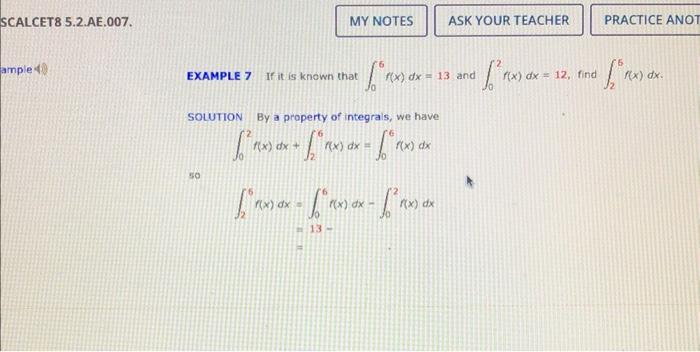 Solved EXAMPLE 7 If it is known that ∫06f(x)dx=13 and | Chegg.com