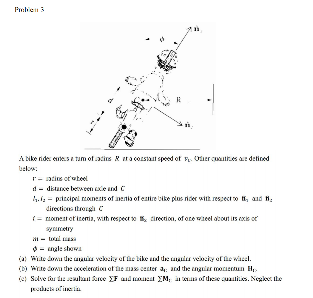 Solved Problem 3A bike rider enters a turn of ﻿radius R at | Chegg.com