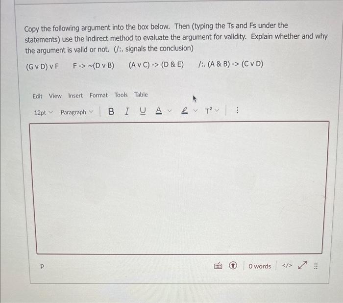 Copy the following argument into the box below. Then | Chegg.com