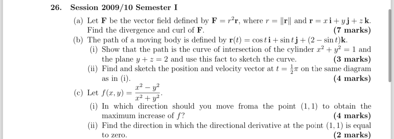 Solved Session 2009/10 ﻿Semester I(a) ﻿Let F ﻿be the vector | Chegg.com