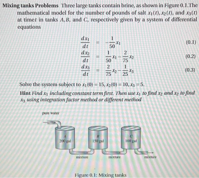 Solved Mixing tanks Problems Three large tanks contain | Chegg.com