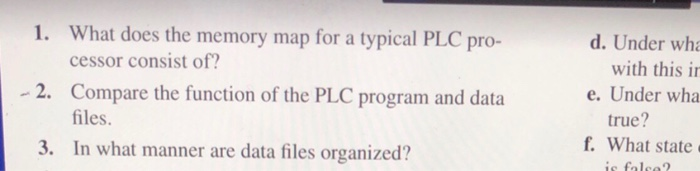 Solved 1. What does the memory map for a typical PLC pro- | Chegg.com
