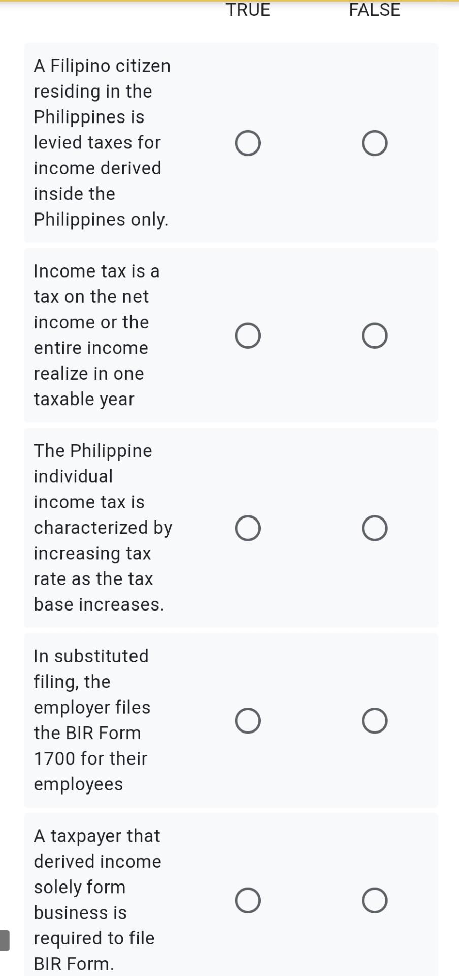 Solved TRUE FALSE A Filipino citizen residing in the | Chegg.com
