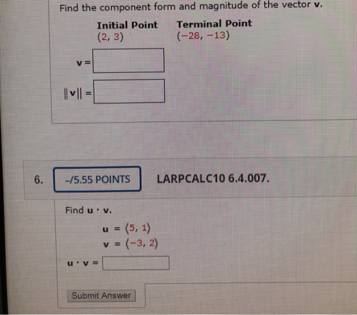 Solved Find the component form and magnitude of the vector | Chegg.com