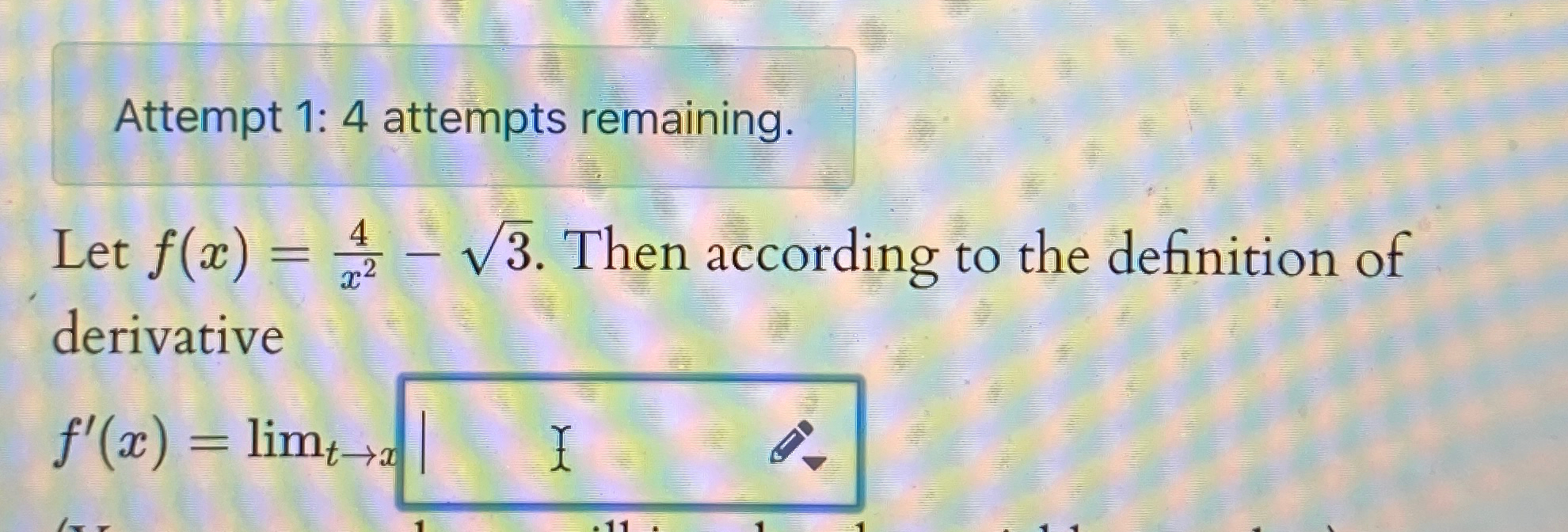 Solved Attempt 1: 4 ﻿attempts remaining.Let f(x)=4x2-32. | Chegg.com