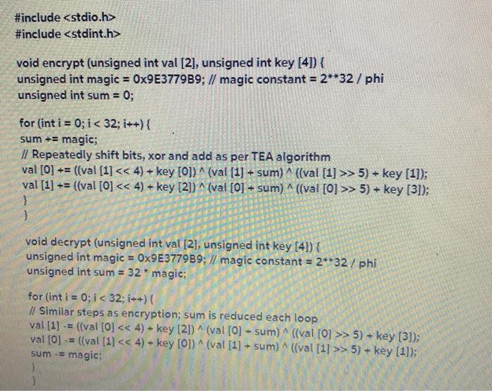 Solved i need Tiny encryption algorithm done in java. this | Chegg.com