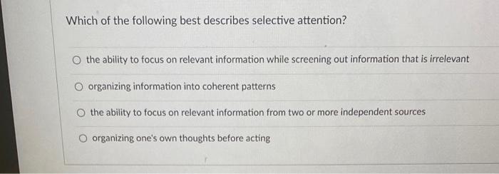 Solved Which of the following best describes selective | Chegg.com