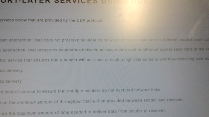 Solved ervices below that are provided by the UDP | Chegg.com