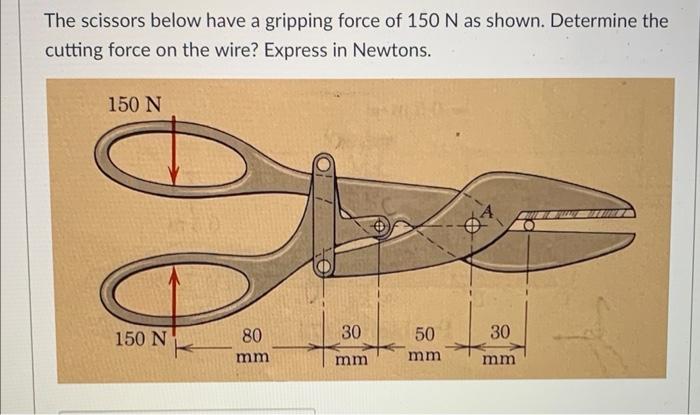 Solved The scissors below have a gripping force of 150 N as | Chegg.com