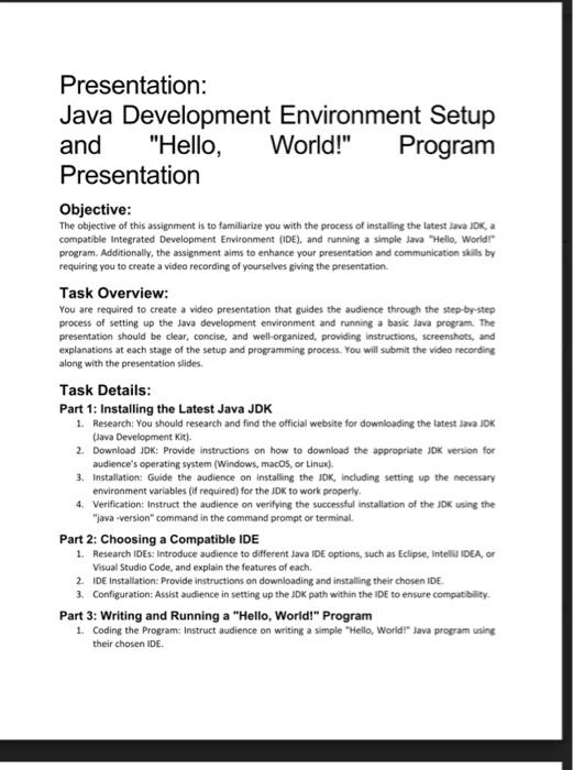 Solved Presentation Java Development Environment Setup And