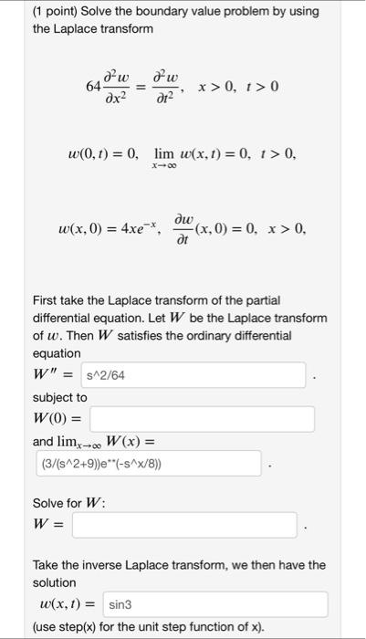 Solved (1 point) Solve the boundary value problem by using | Chegg.com
