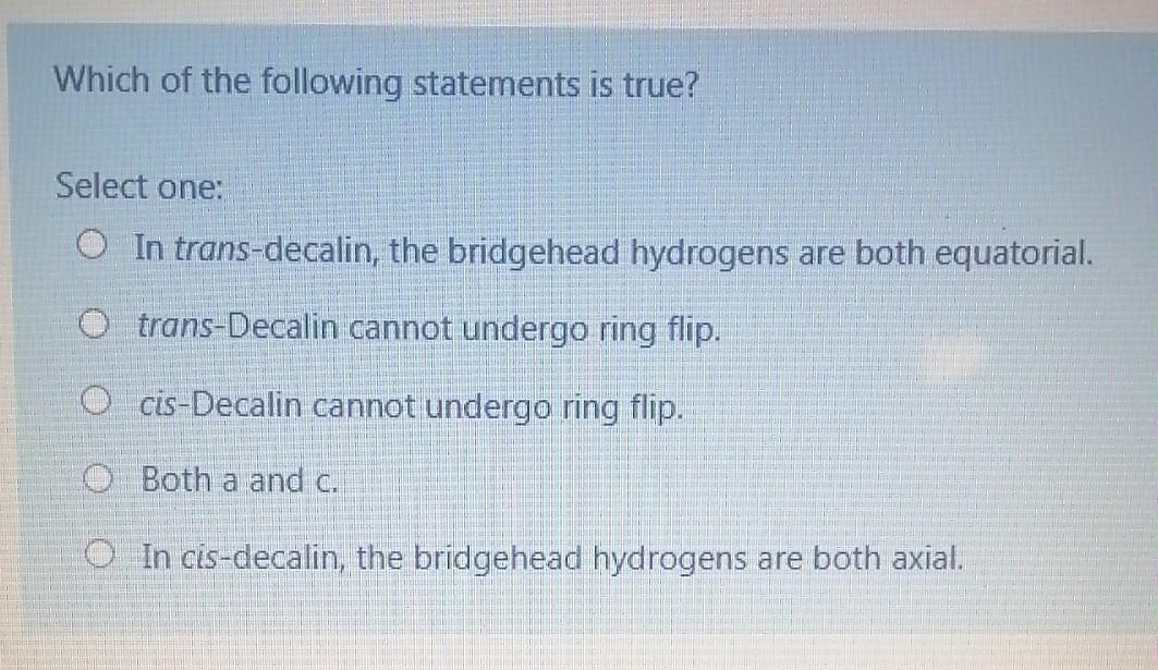 Solved Which of the following statements is true? Select | Chegg.com