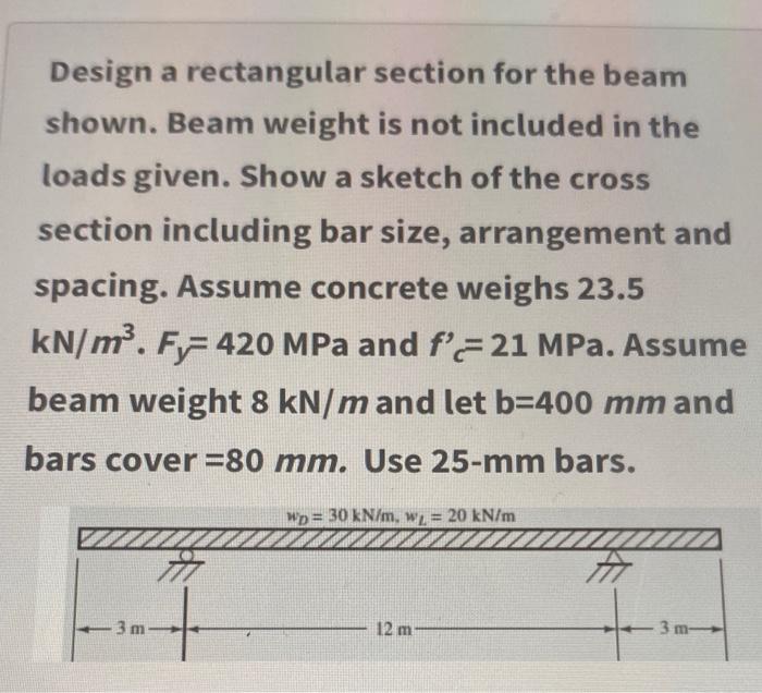 Solved Design a rectangular section for the beam shown. Beam | Chegg.com
