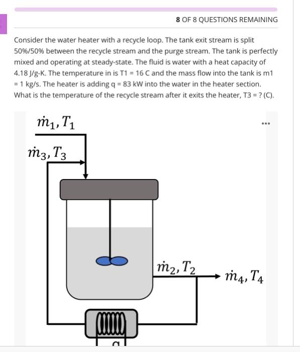 Solved Consider the water heater with a recycle loop. The | Chegg.com