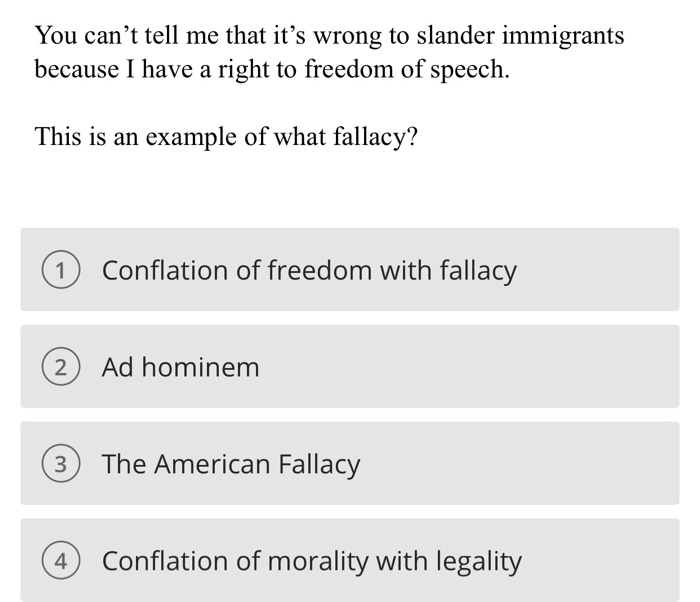 Solved You can't tell me that it's wrong to slander | Chegg.com