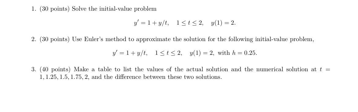 Solved (30 ﻿points) ﻿Solve the initial-value | Chegg.com