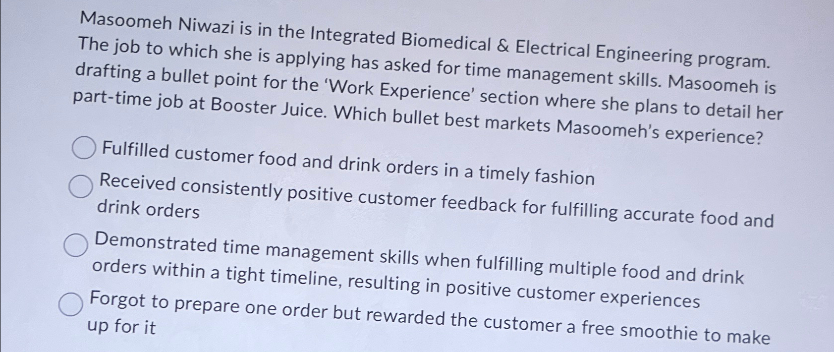Solved Masoomeh Niwazi is in the Integrated Biomedical & | Chegg.com