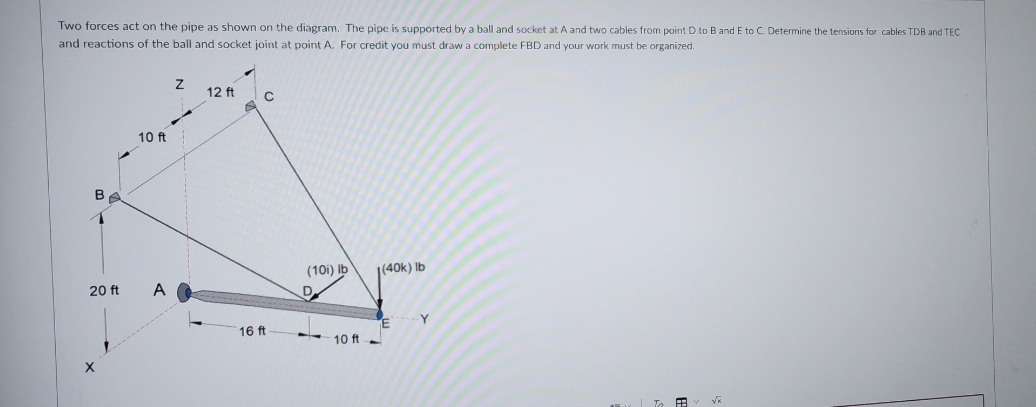 Solved Two forces act on the pipe as shown on the diagram. | Chegg.com