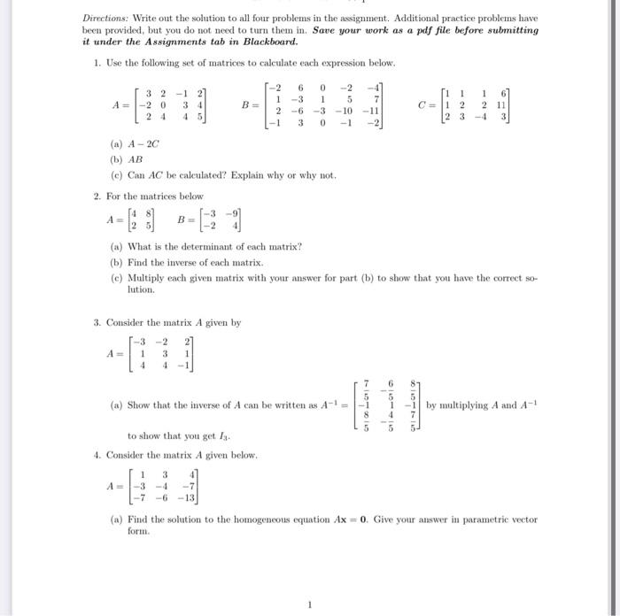 Solved Directions: Write out the solution to all four | Chegg.com