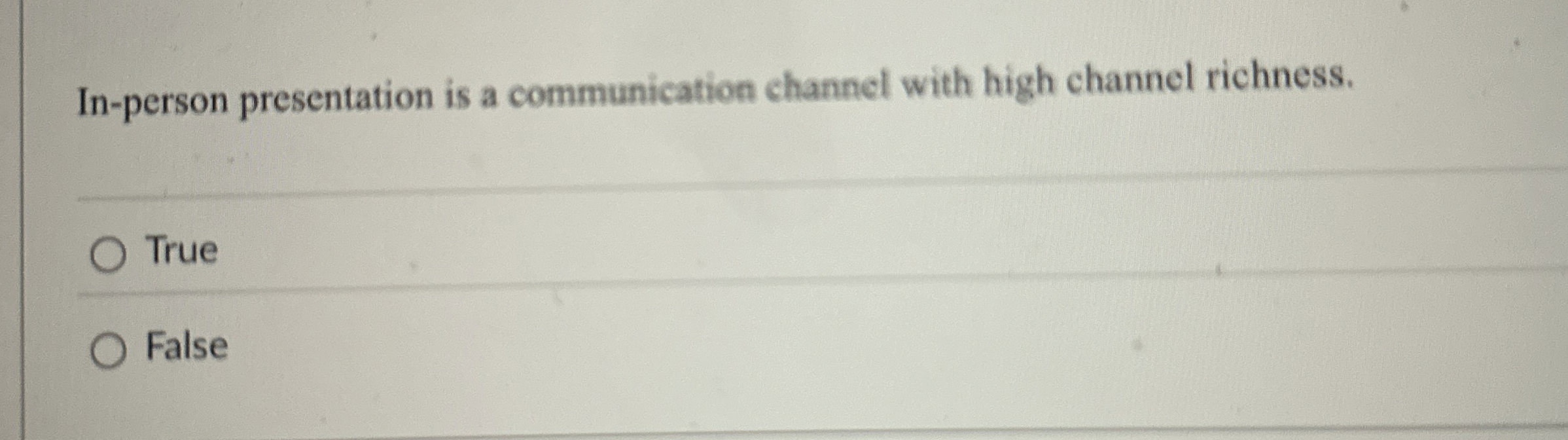 Solved In-person presentation is a communication channel | Chegg.com