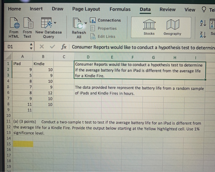 Solved Home Insert Draw Page Layout Formulas Data Review