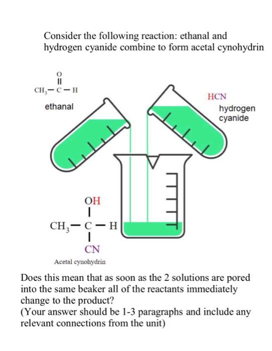 Solved Consider the following reaction: ethanal and hydrogen | Chegg.com