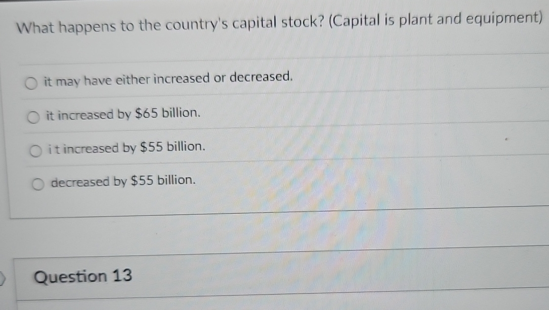 Solved What happens to the country's capital stock? (Capital | Chegg.com